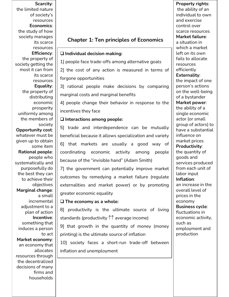 Economics Principles: Lecture Notes & Key Concepts