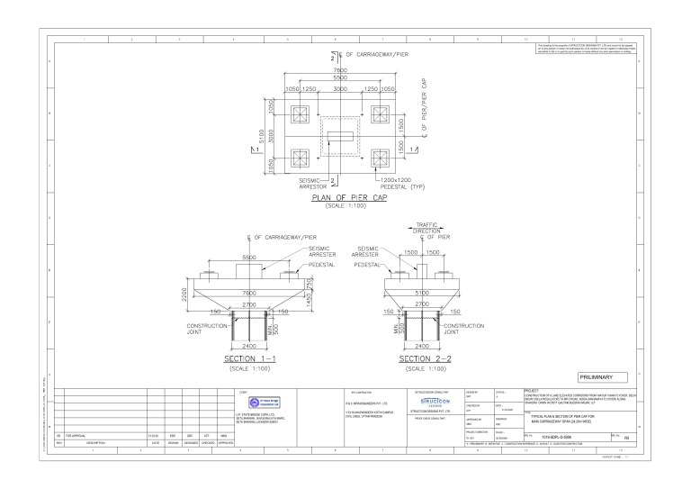 Pier Cap Plan & Section - Civil Engineering Drawing
