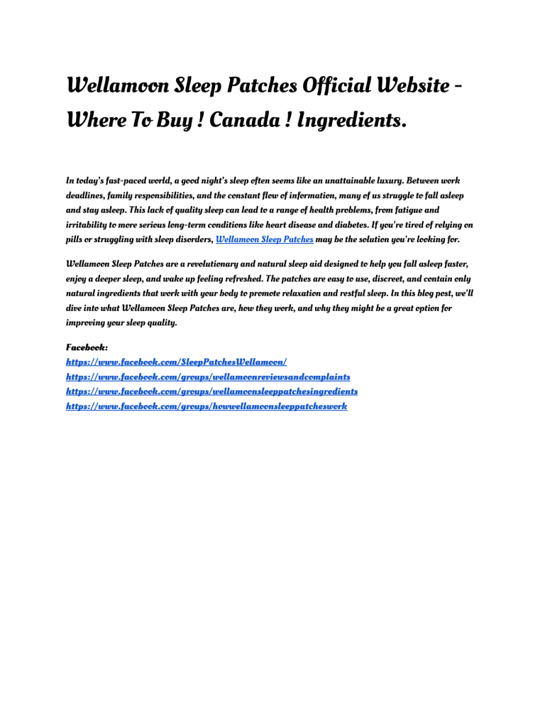 Wellamoon Sleep Patches: Natural Sleep Aid | Canada