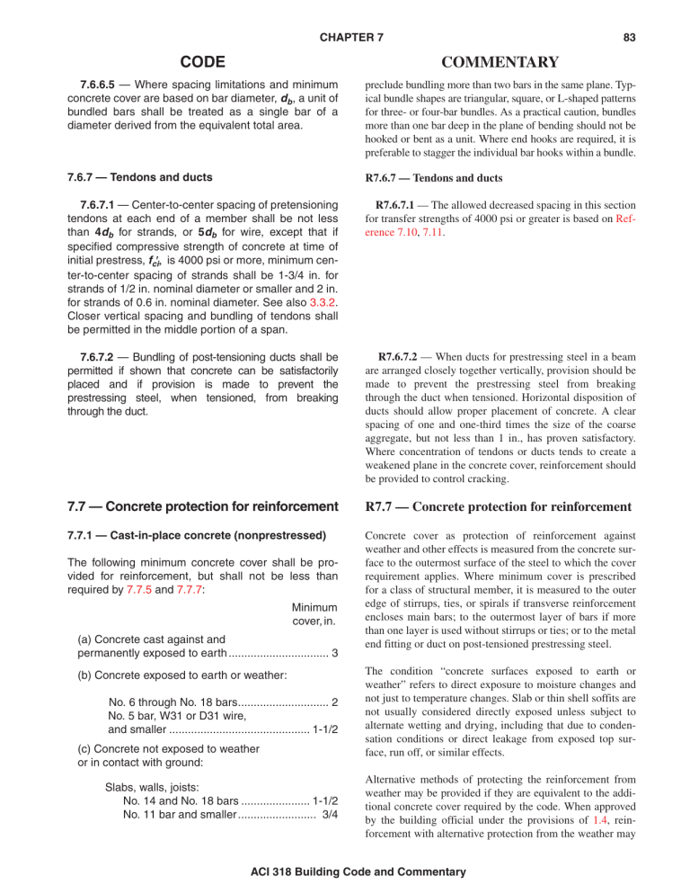 Concrete Cover Requirements: ACI 318 Building Code