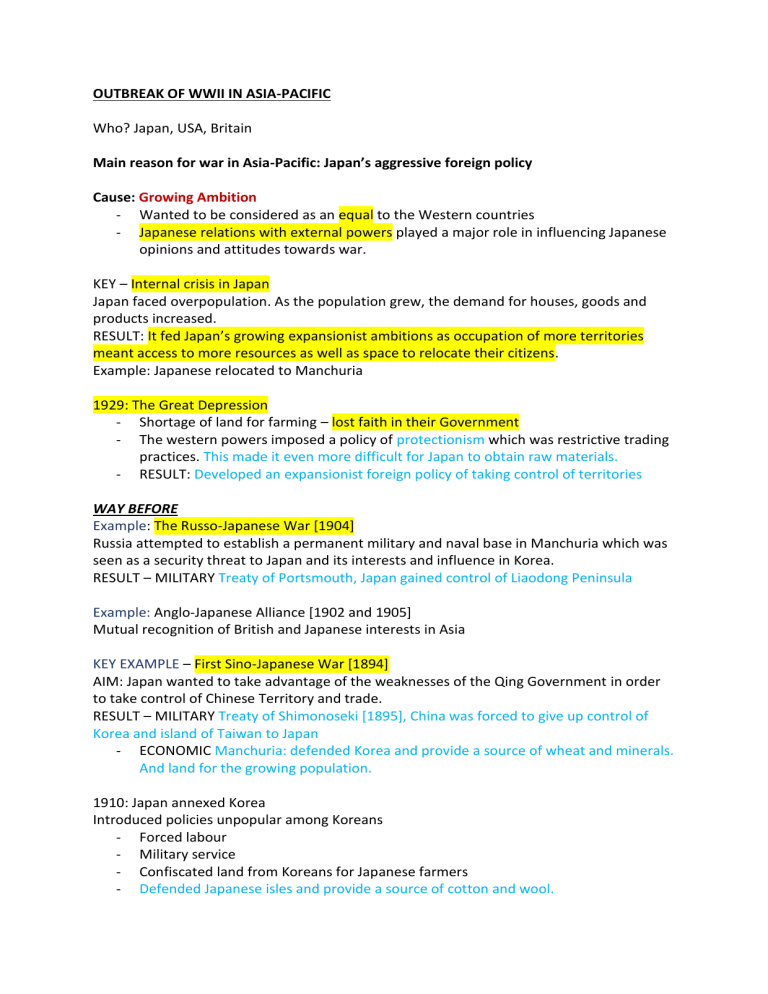 WWII in Asia-Pacific: Causes & Japan's Expansion