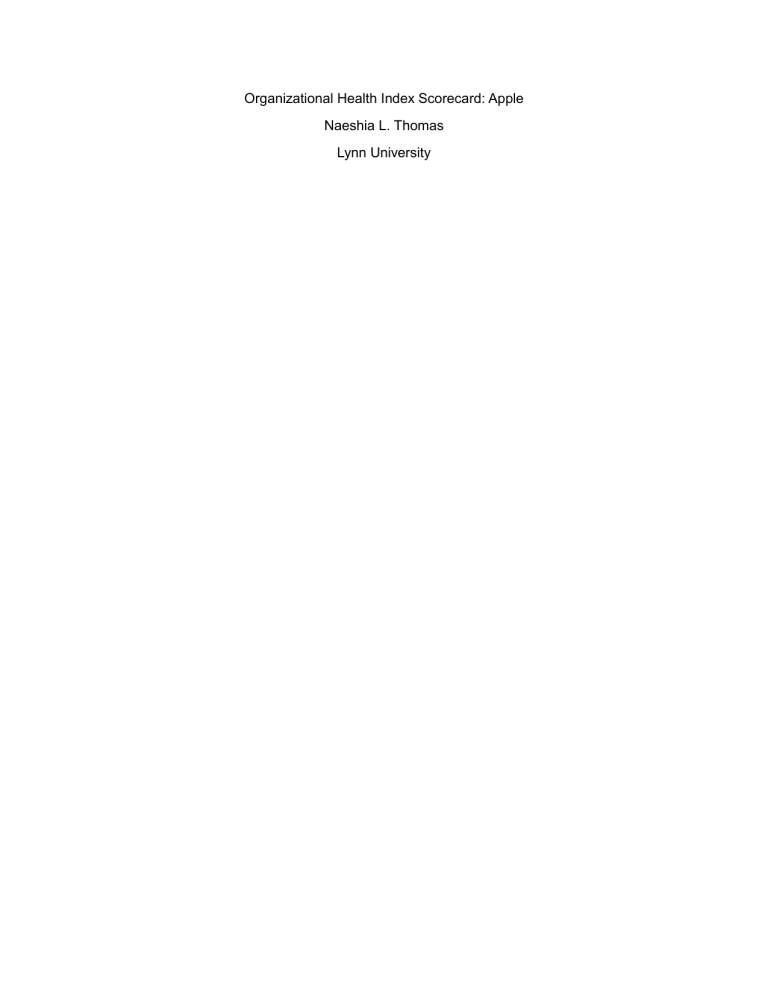 Apple Organizational Health Index Scorecard