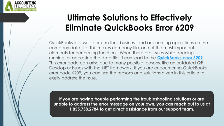 Fix QuickBooks Error 6209: Troubleshooting Guide