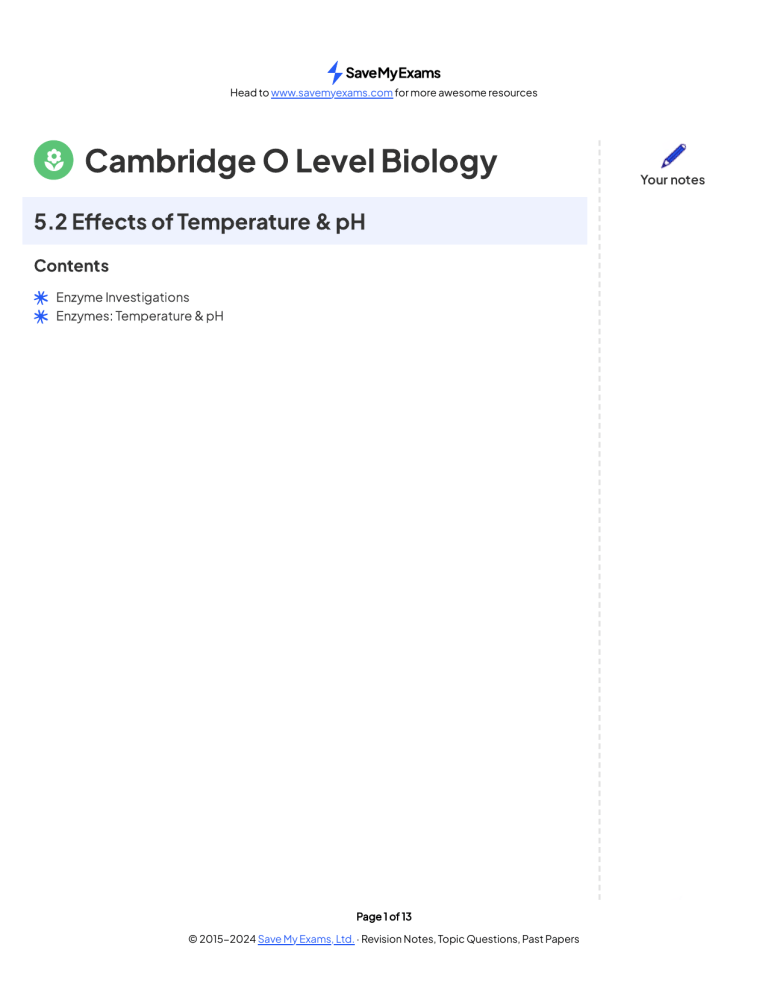 Enzymes: Temperature & pH - O Level Biology Revision