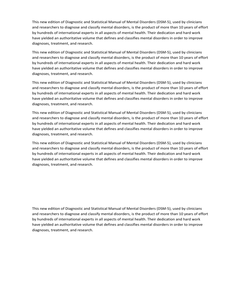 DSM-5: Diagnostic and Statistical Manual of Mental Disorders