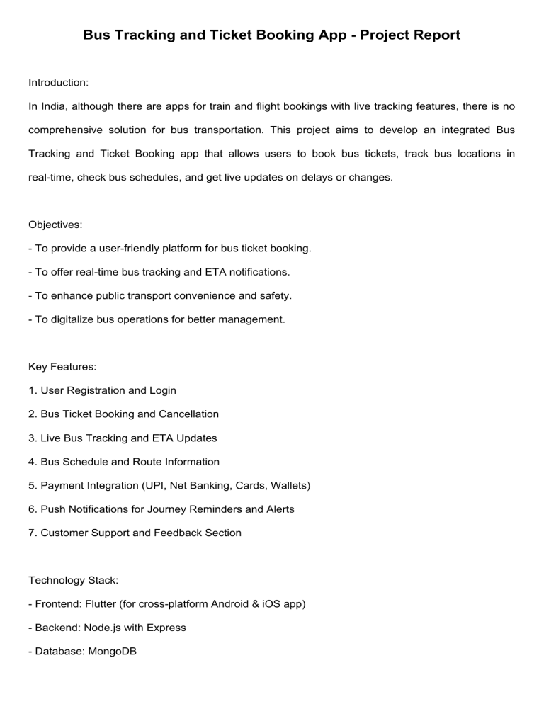 Bus Tracking & Ticket Booking App: Project Report