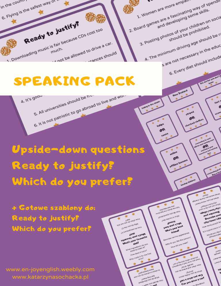 English Speaking Pack: Upside-Down Questions & Justify