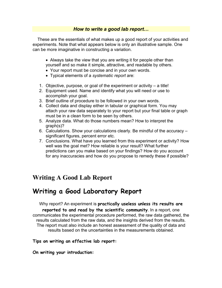 How to Write a Good Lab Report: Guide & Tips