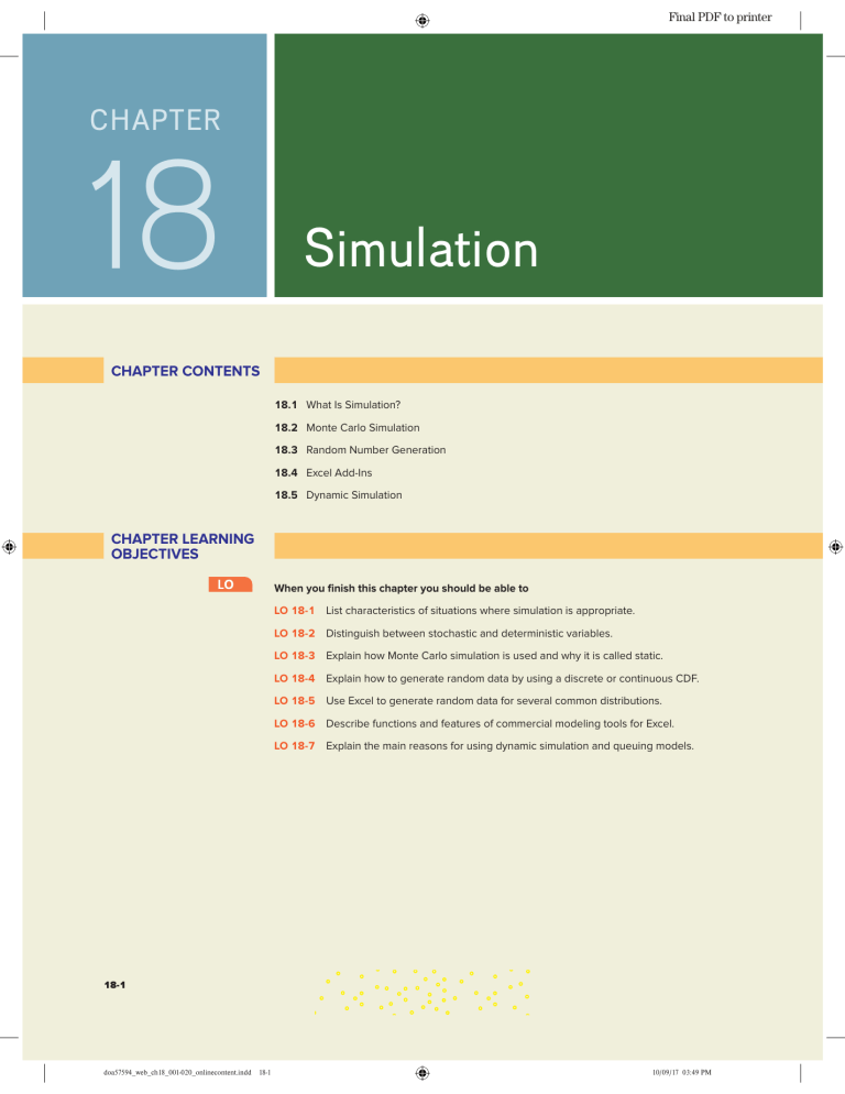 Simulation in Applied Statistics: Monte Carlo & Dynamic Models