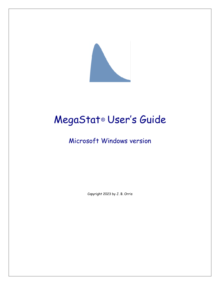 MegaStat User Guide: Statistics in Excel