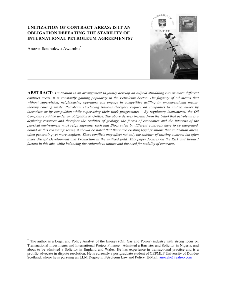 Unitization & Petroleum Agreements: Stability vs. Obligation