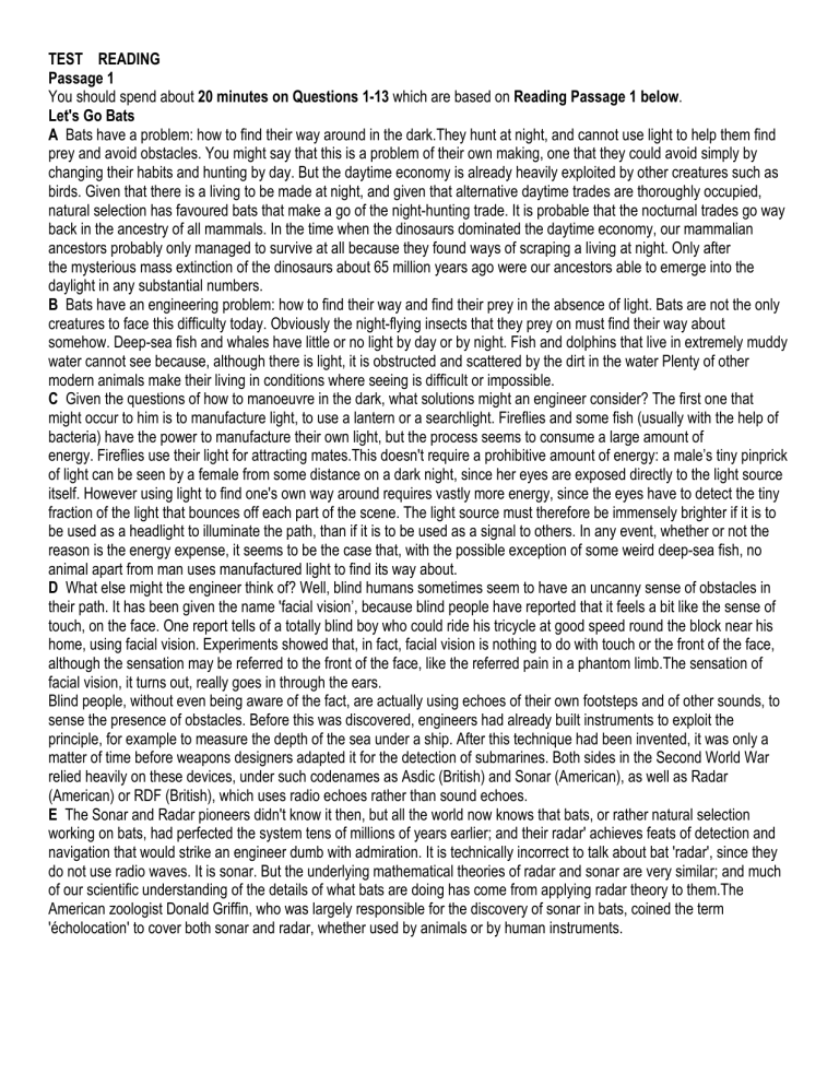 IELTS Reading Passage: Bats & Water Resources