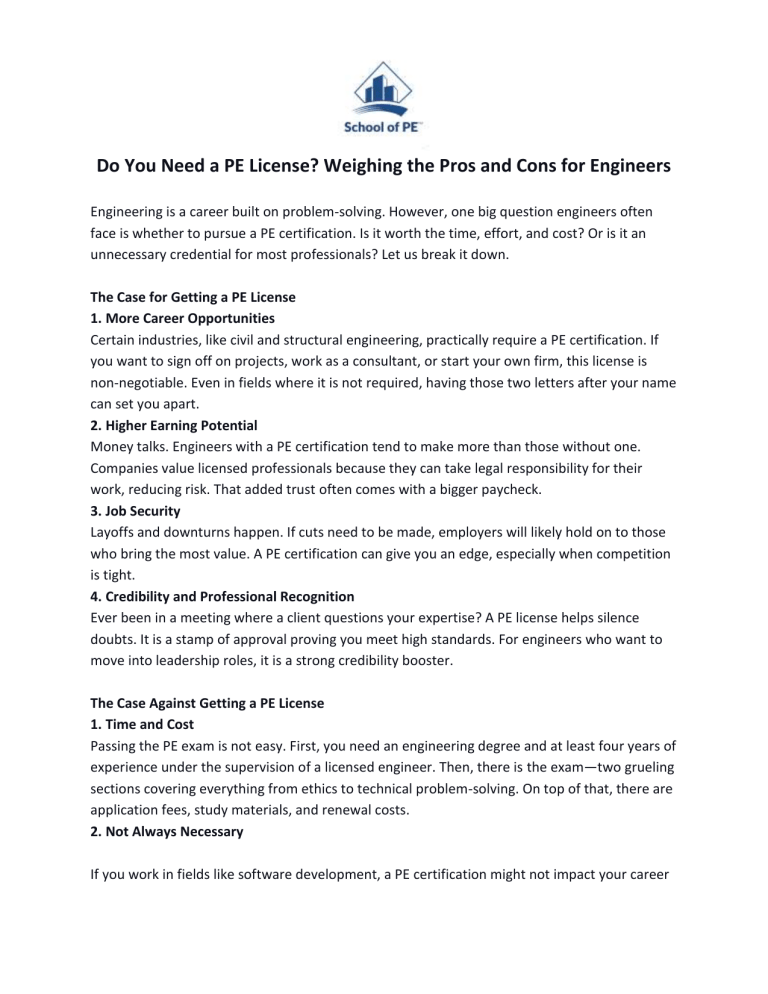 PE License: Pros & Cons for Engineers | Is it Worth It?