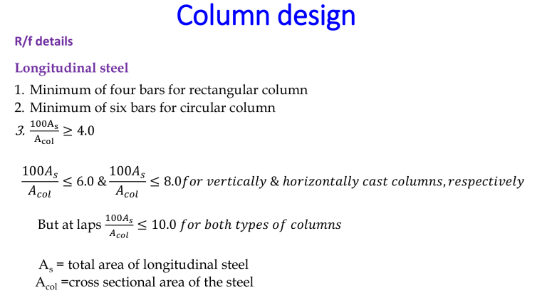 Column Design: Reinforcement & Short/Slender Columns