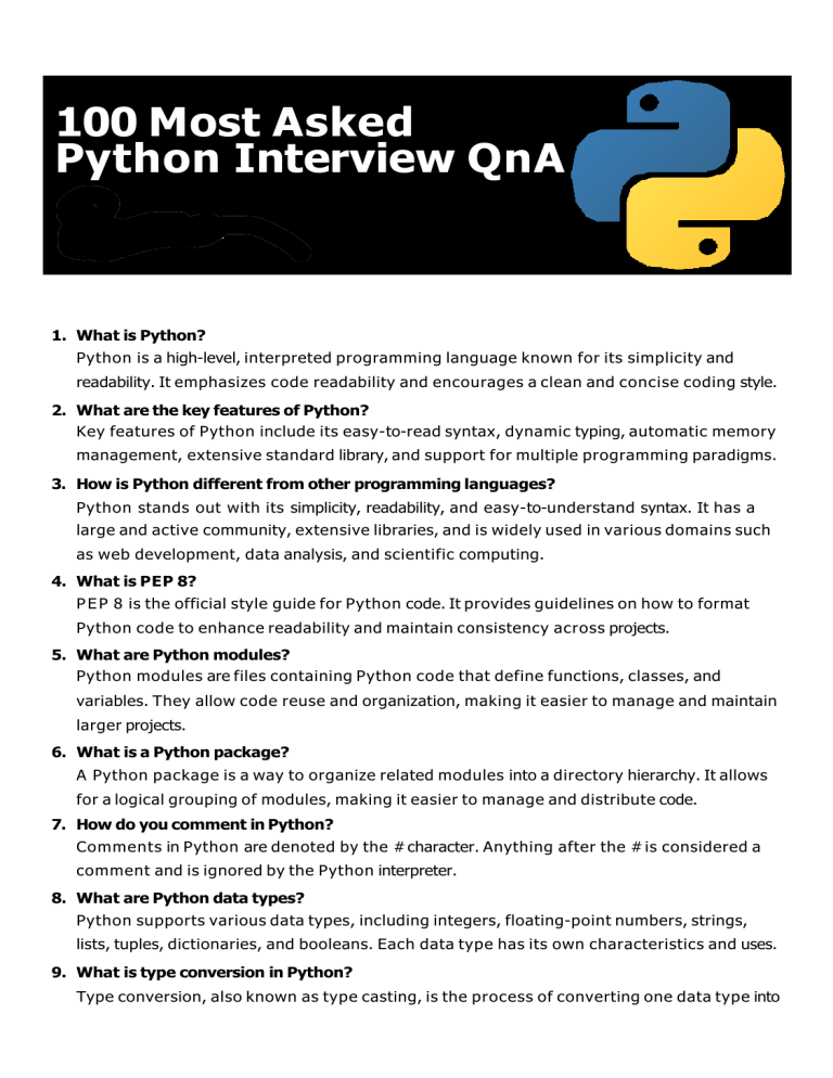 100 Most Asked Python Interview QnA 100 Most Asked Python Interview QnA