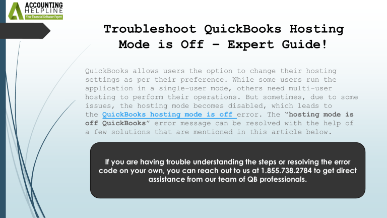 QuickBooks Hosting Mode Off: Troubleshooting Guide