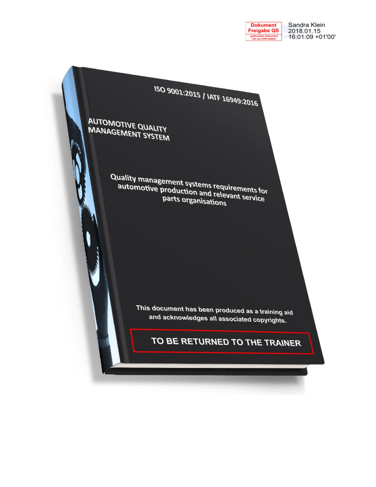 Automotive Quality Management System Training Aid