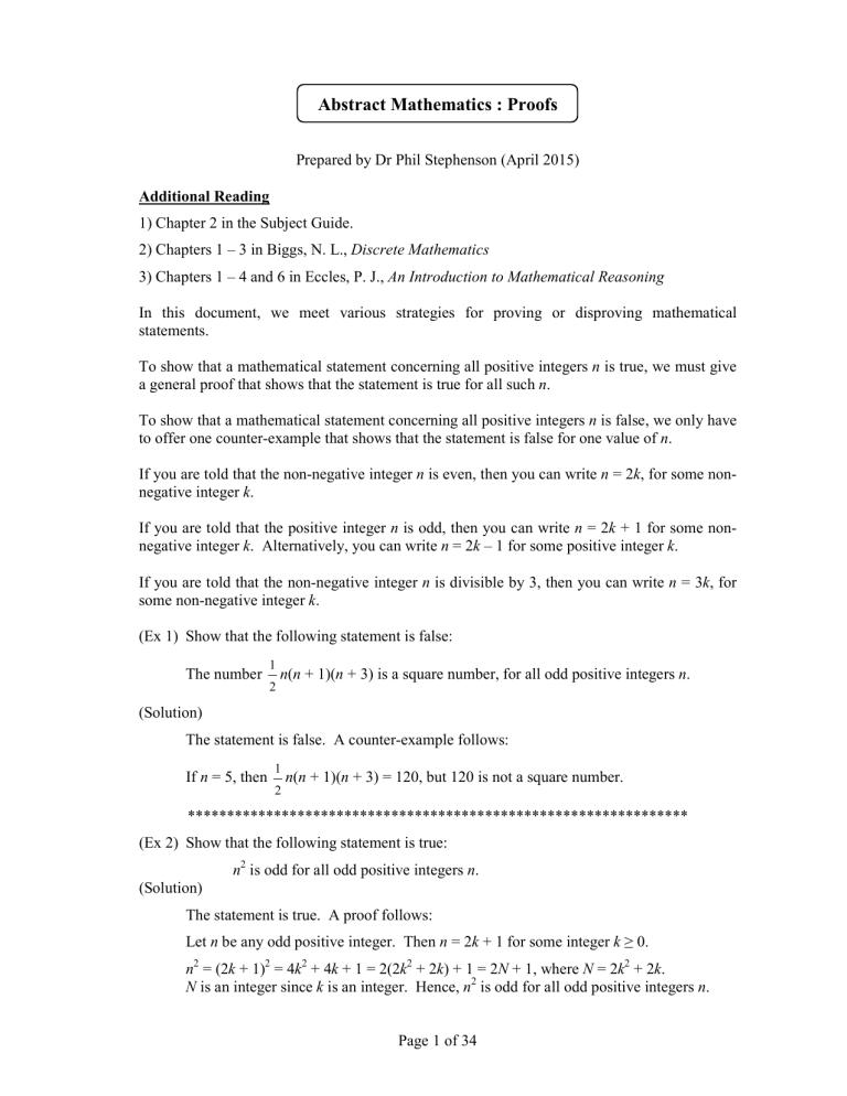 Abstract Math Proofs: Strategies & Examples
