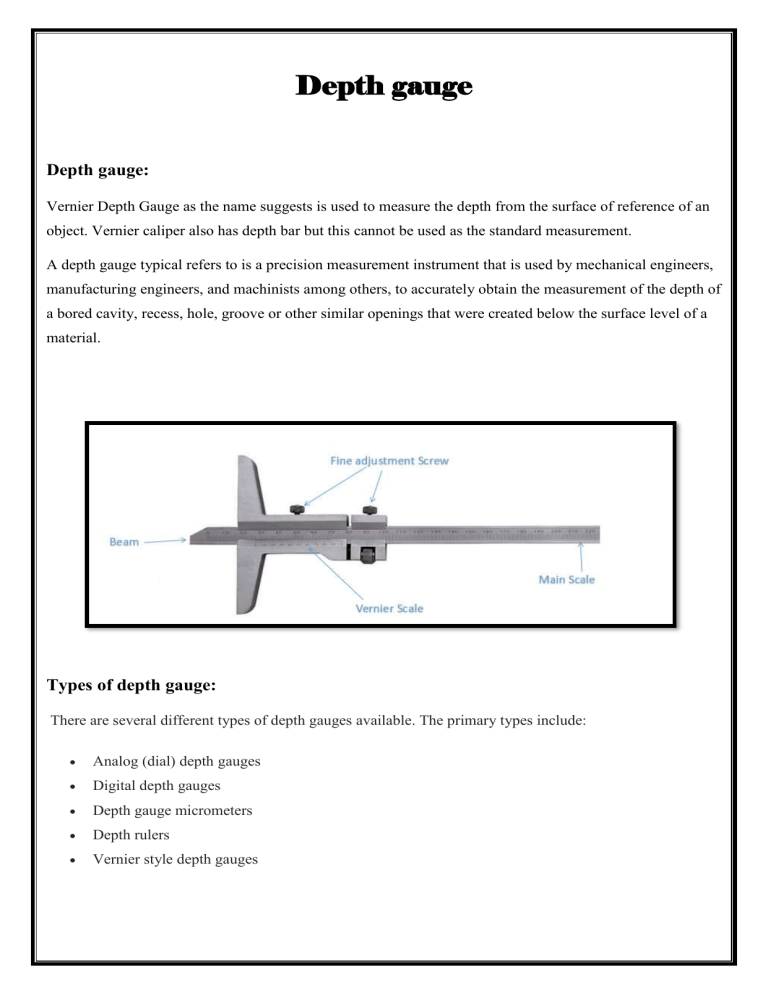 Depth Gauge: Types, Working Principles & Usage