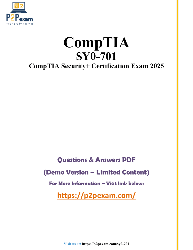 CompTIA Security+ SY0-701 Exam Questions (Demo)