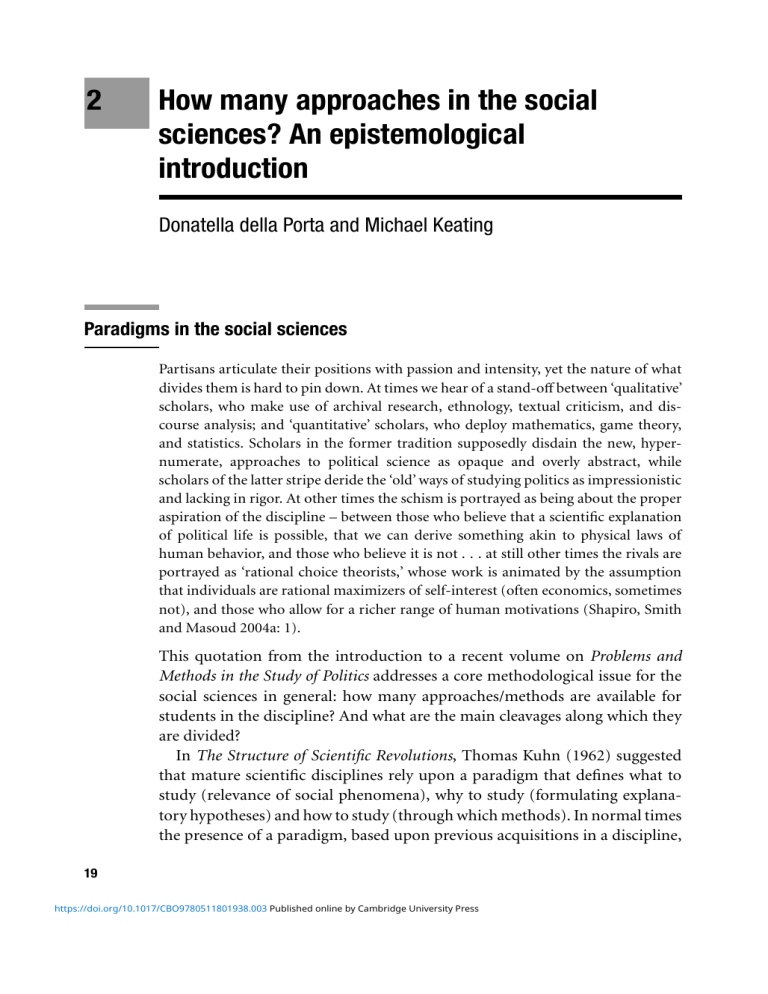 Social Science Approaches: An Epistemological Introduction