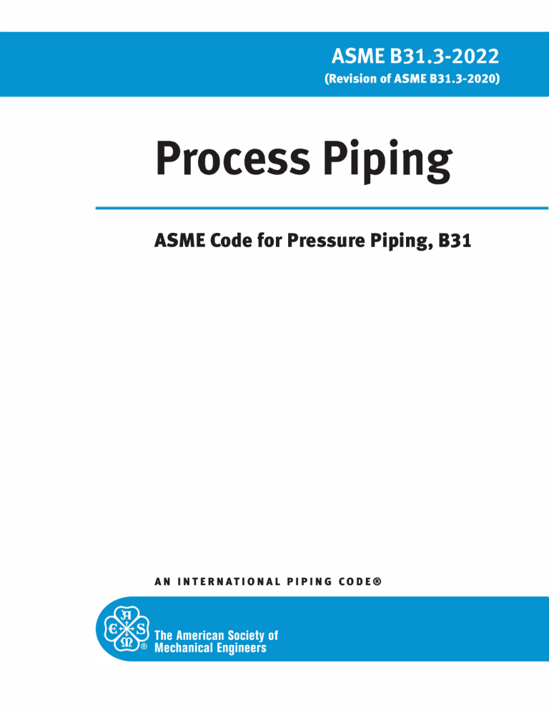 ASME B31 Process Piping Code: Design & Standards