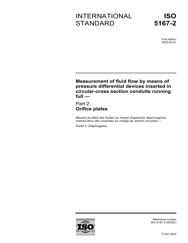 ISO 5167-2: Fluid Flow Measurement with Orifice Plates