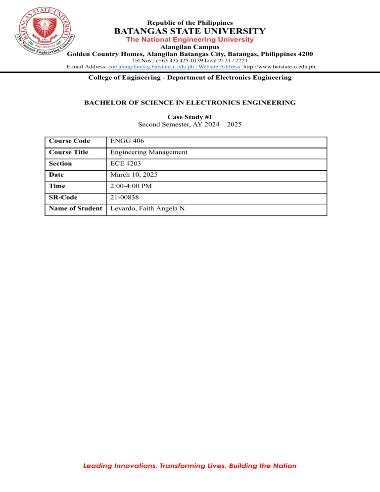 Engineering Management Case Study: TechNova Inc. Decision-Making