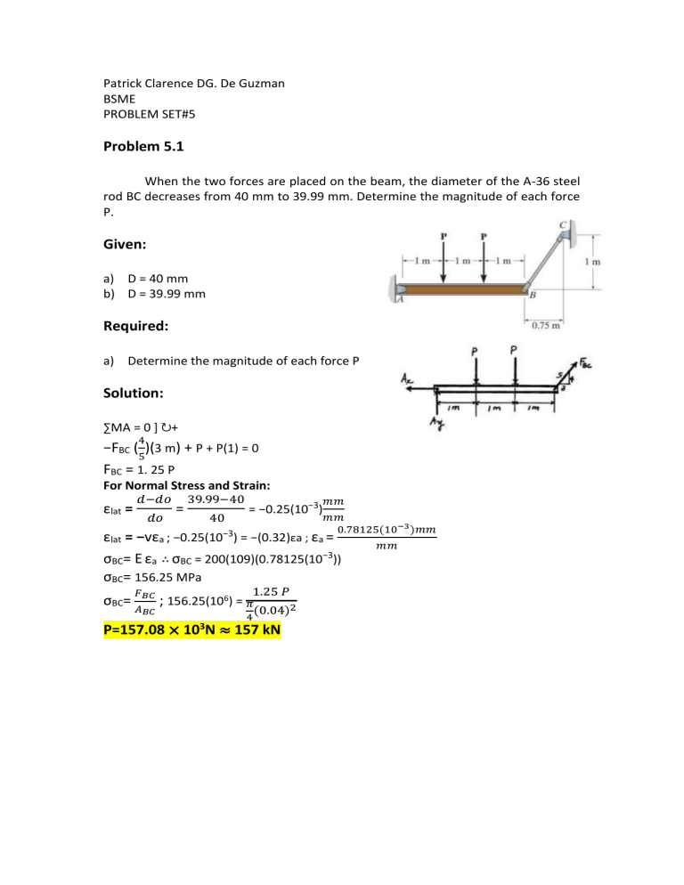 Mechanics of Materials Problem Set: Stress & Strain