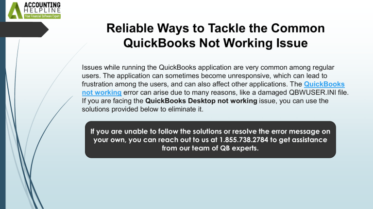 QuickBooks Not Working: Troubleshooting Common Issues