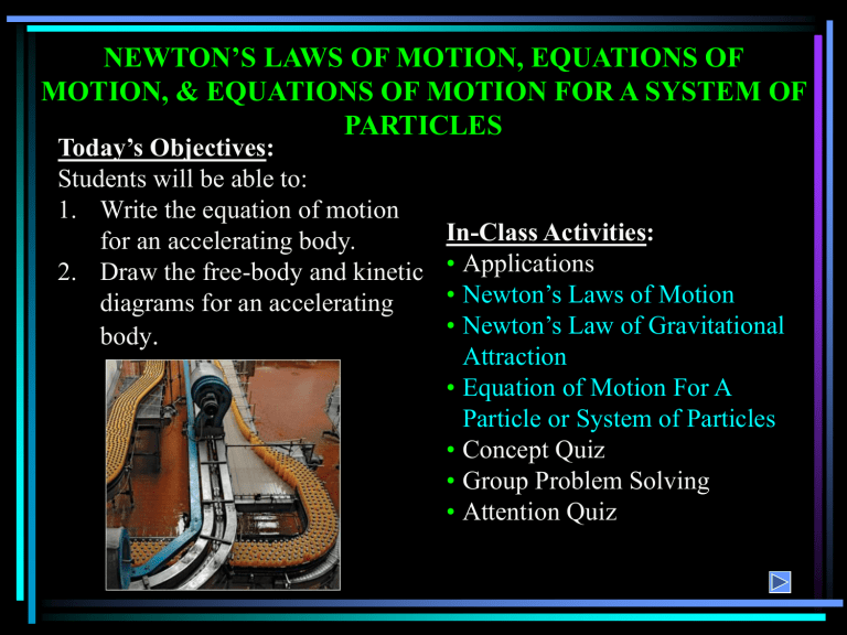 Newton's Laws & Equations of Motion