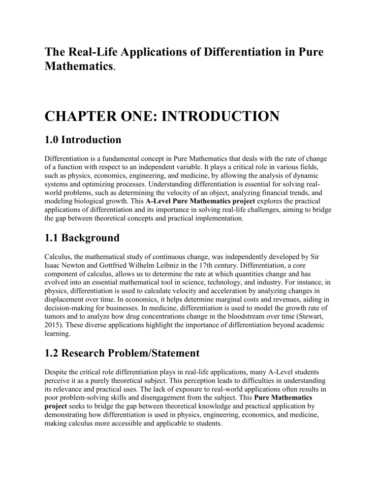 Differentiation: Real-Life Applications in Mathematics