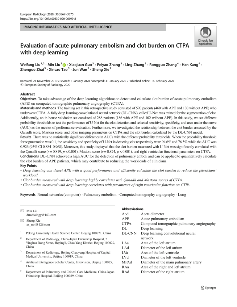 Deep Learning for Pulmonary Embolism Detection on CTPA