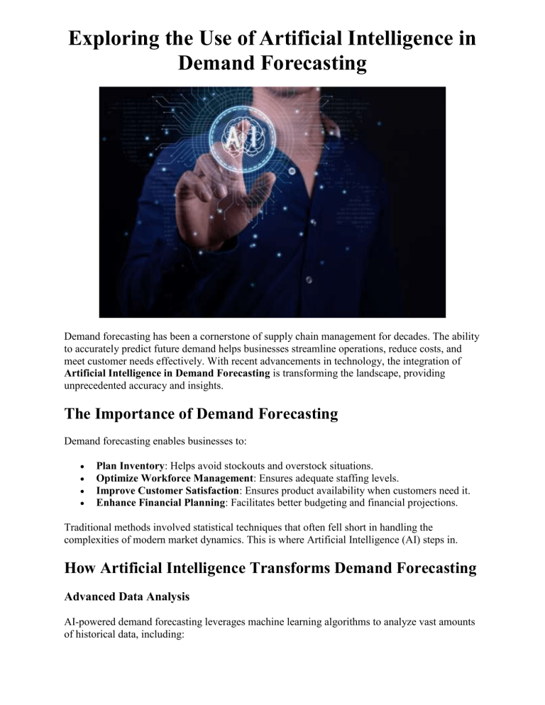 AI in Demand Forecasting: Transforming Supply Chains