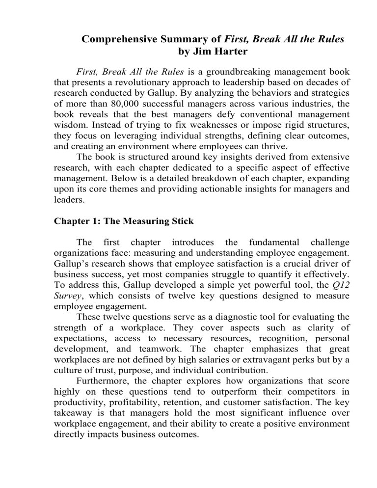 First, Break All the Rules Summary: Key Management Insights