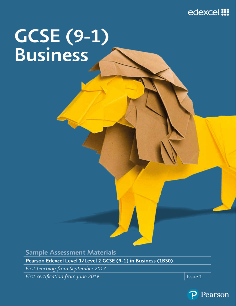 GCSE Business: Sample Assessment Materials (9-1)
