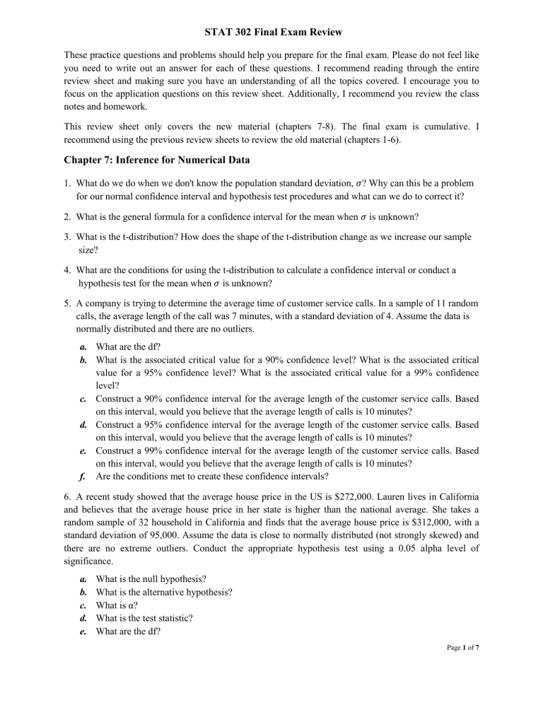 Final Exam Review