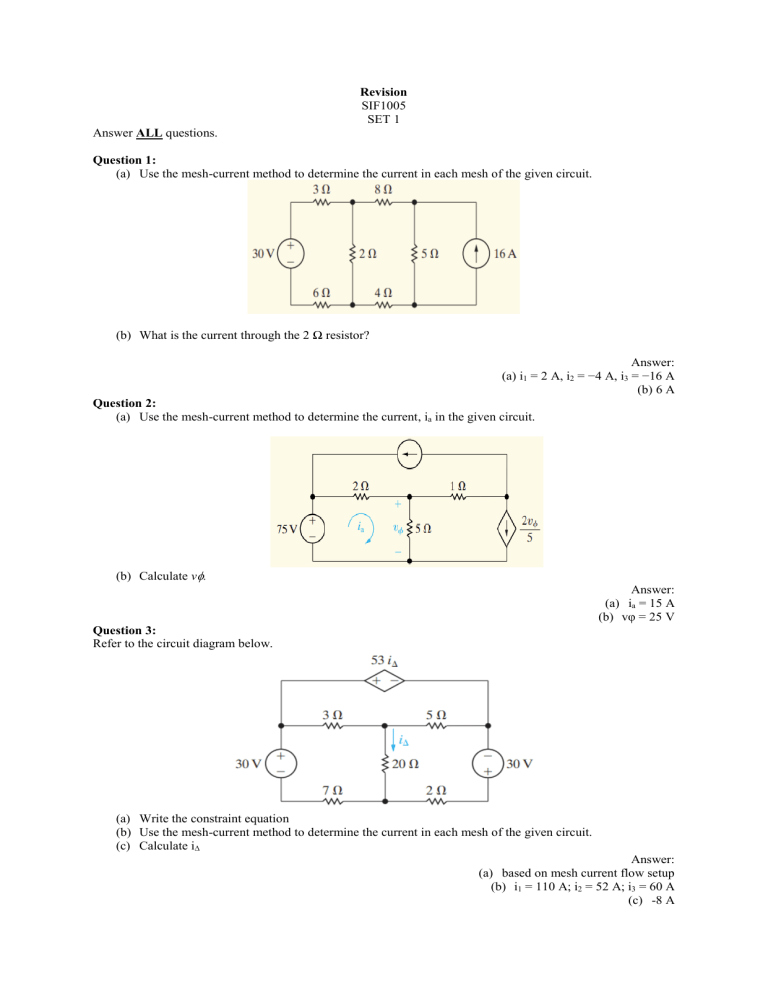 Electrical Circuit Analysis Exam: Mesh-Current Method