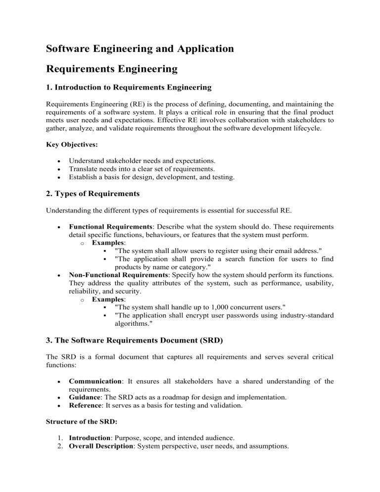 Requirements Engineering & System Modeling - Software Engineering