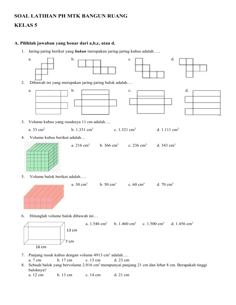 Bangun Ruang: Latihan Soal Matematika Kelas 5