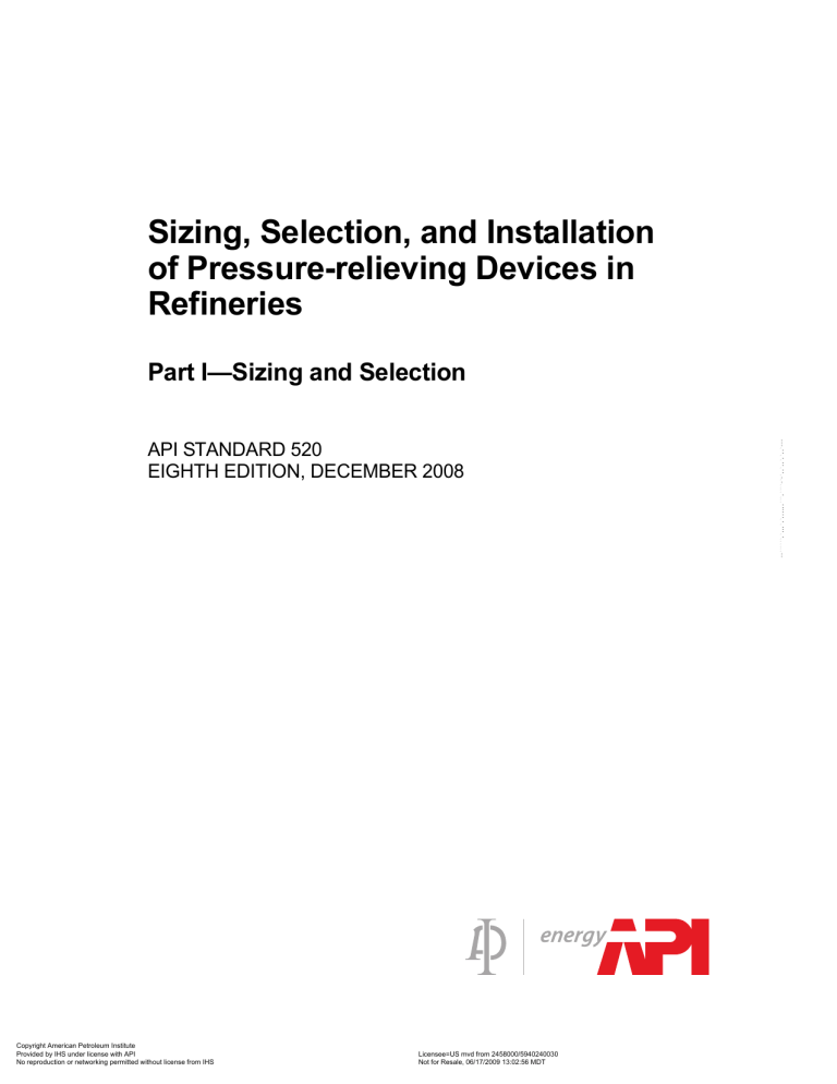 API 520: Pressure Relief Device Sizing & Selection in Refineries