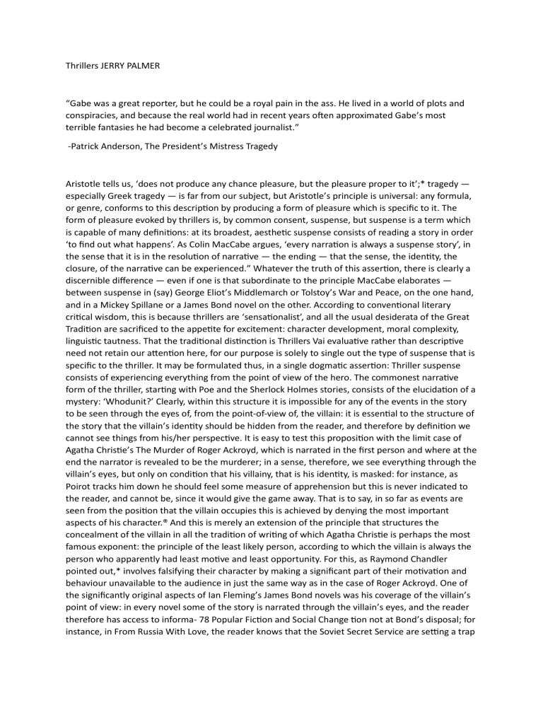 Thrillers: Suspense and Point of View Analysis