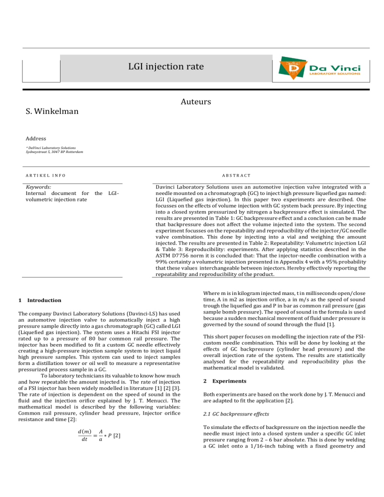LGI Injection Rate Analysis: GC Backpressure & Repeatability