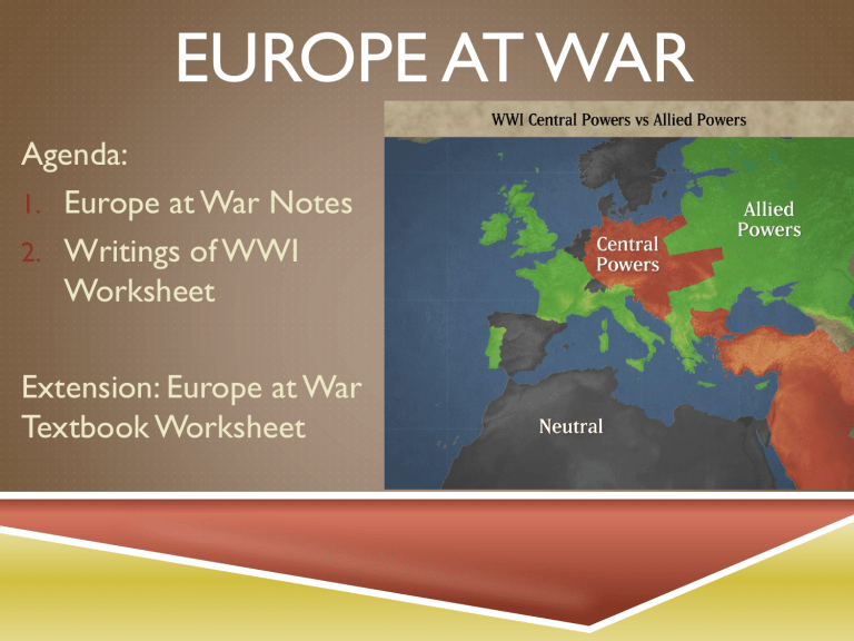 Europe at War: WWI Overview, Key Battles & Writings