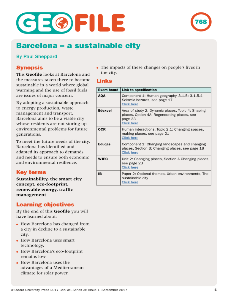 Barcelona: A Sustainable City - Geofile Analysis