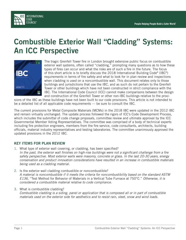 Combustible Cladding & IBC Fire Safety Requirements