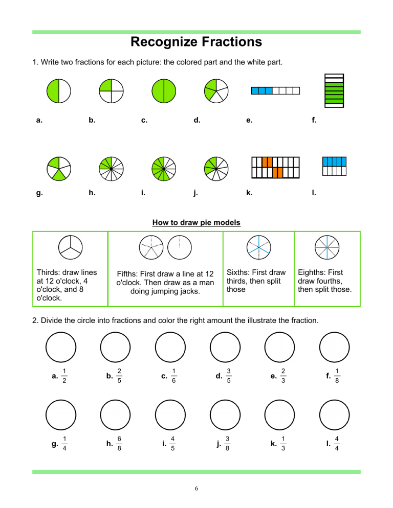 Fractions Worksheet: Recognize & Compare Fractions