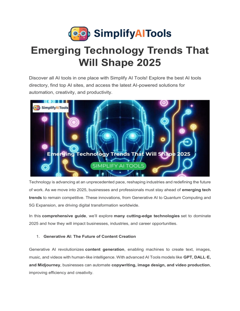 Emerging Tech Trends 2025: AI, Quantum Computing, & More
