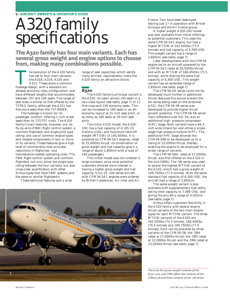 A320 Family Specifications: Aircraft Owner's Guide