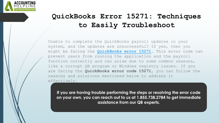 QuickBooks Error 15271: Troubleshooting Techniques